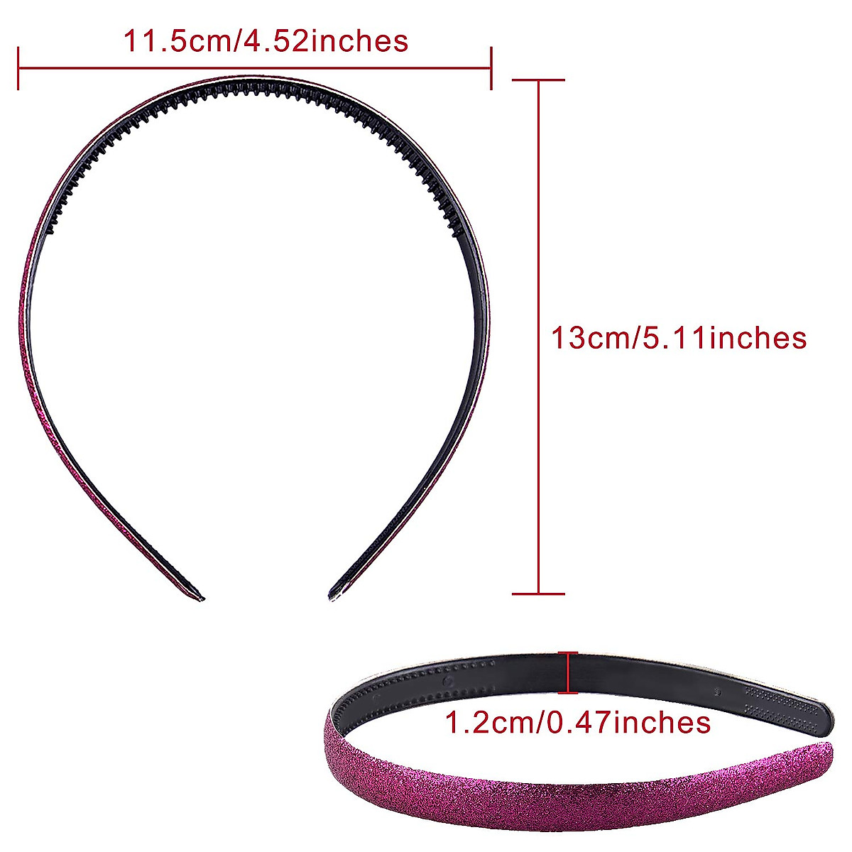 Duufin 20 Pieces Glitter Headbands Colorful Plastic Headbands with Teeth Sparkle Headbands for Girls and Women, 20 Colors