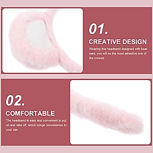 Beatifufu Bear Ear Headband Animals for Cow Makeup Bag Black Scrunchies for Hair Ears Headband Adult Plush Ear Hair Hoops Jungle Animal Cosplay Cloth Hair Decor Cartoon Female Hairband