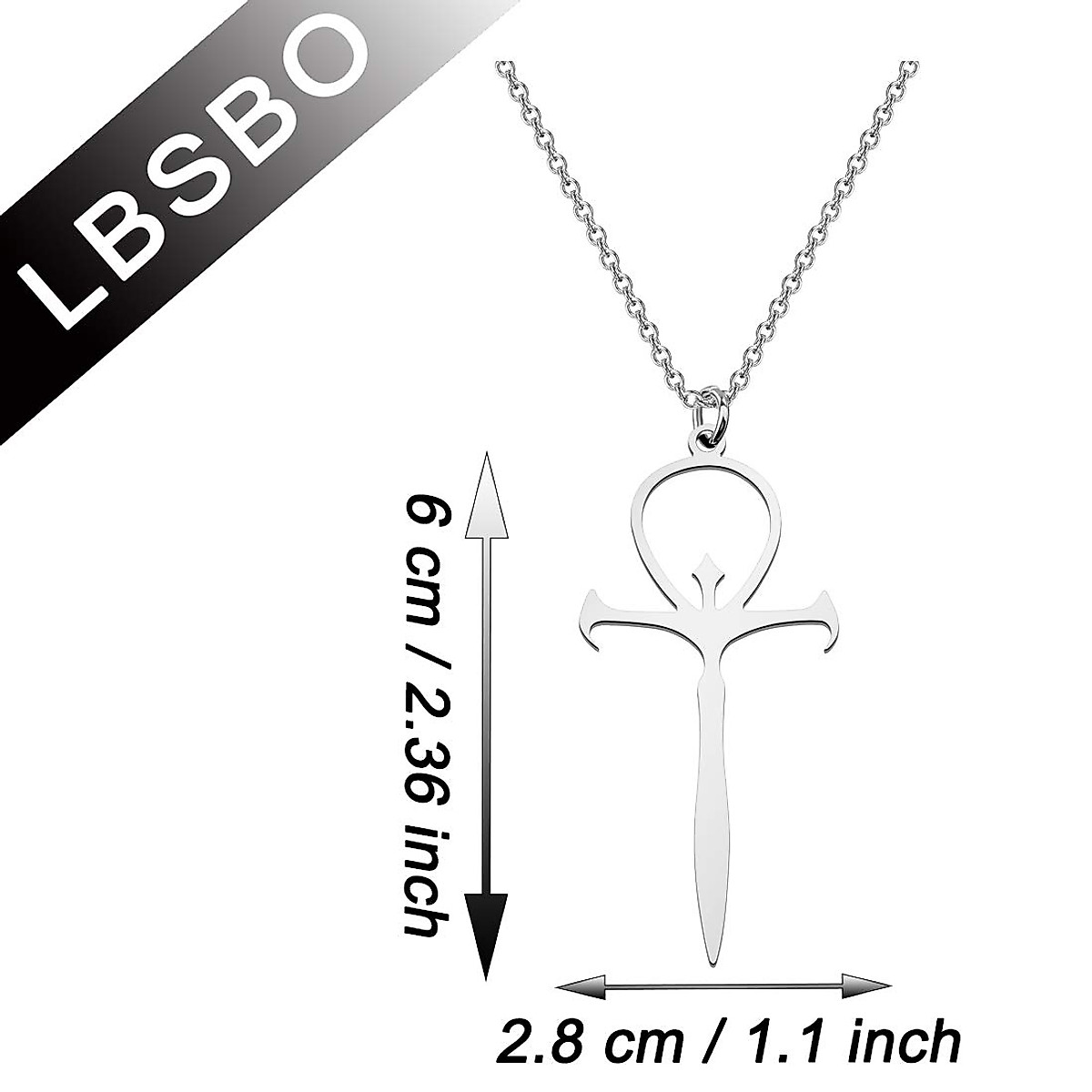 LBSBO Vampire Ankh Pendant Necklace Stainless Steel Vampire Cross Symbol Jewelry (Vampire Cross Necklace)