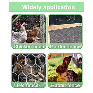 Garden Poultry Chicken Wire Netting - 13.7 '' × 157 '' Garden Fence Animal Barrier, Chicken Wire for Crafts, 1 inch Mesh Poultry Netting Fence, Pet/Rabbit/Chicken Wire Fencing