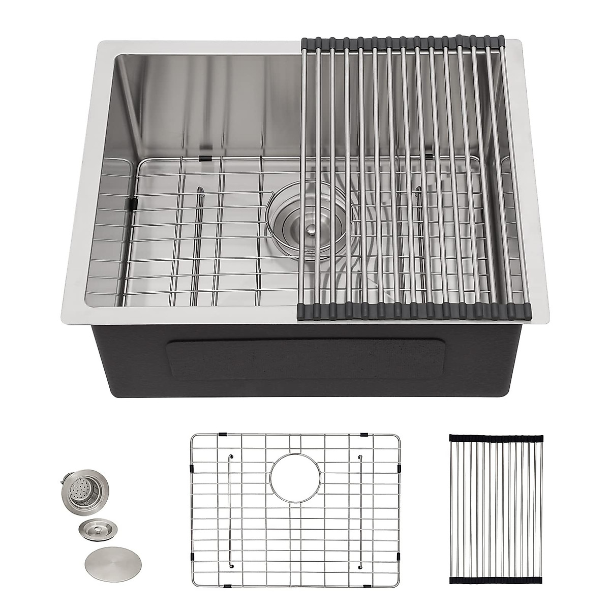 23 Bar Sink Undermount - Fulorni 23"x18" Undermount Bar Sink 16 Gauge Stainless Steel Kitchen Bar Prep RV Sink Single Bowl Basin