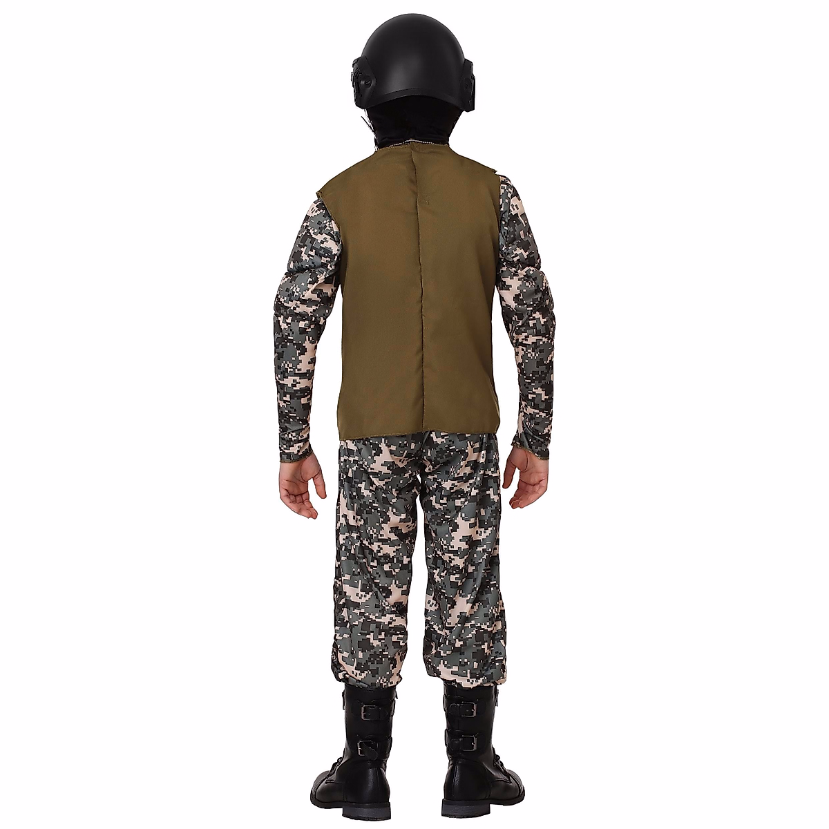 Kids Camo Trooper Costume Tactical Vest Camouflage Army Bundle w/Gloves