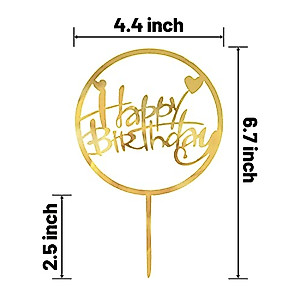 18 Pcs Gold Happy Birthday Acrylic Cake Decoration, Double-Sided Glitter of Birthday Cake Topper for Children or Adults