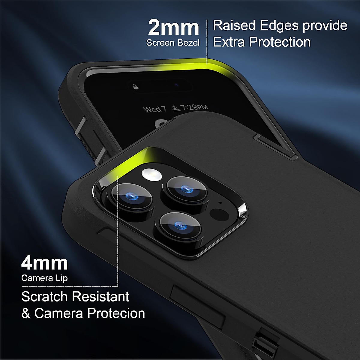 Sansunto for iPhone 13 Pro Max Case and 12 Pro Max Case, Full Body Protection Heavy Duty Shockproof Military Grade 3 in 1 Silicone Rubber with Hard PC Rugged Durable Phone Cover 6.7 Inch (Black)