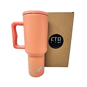 FTB Creative 40oz Custom Designed Wander Tumbler, Double Wall Stainless Steel, with Lid and Straw (Melon, Moutain Top)