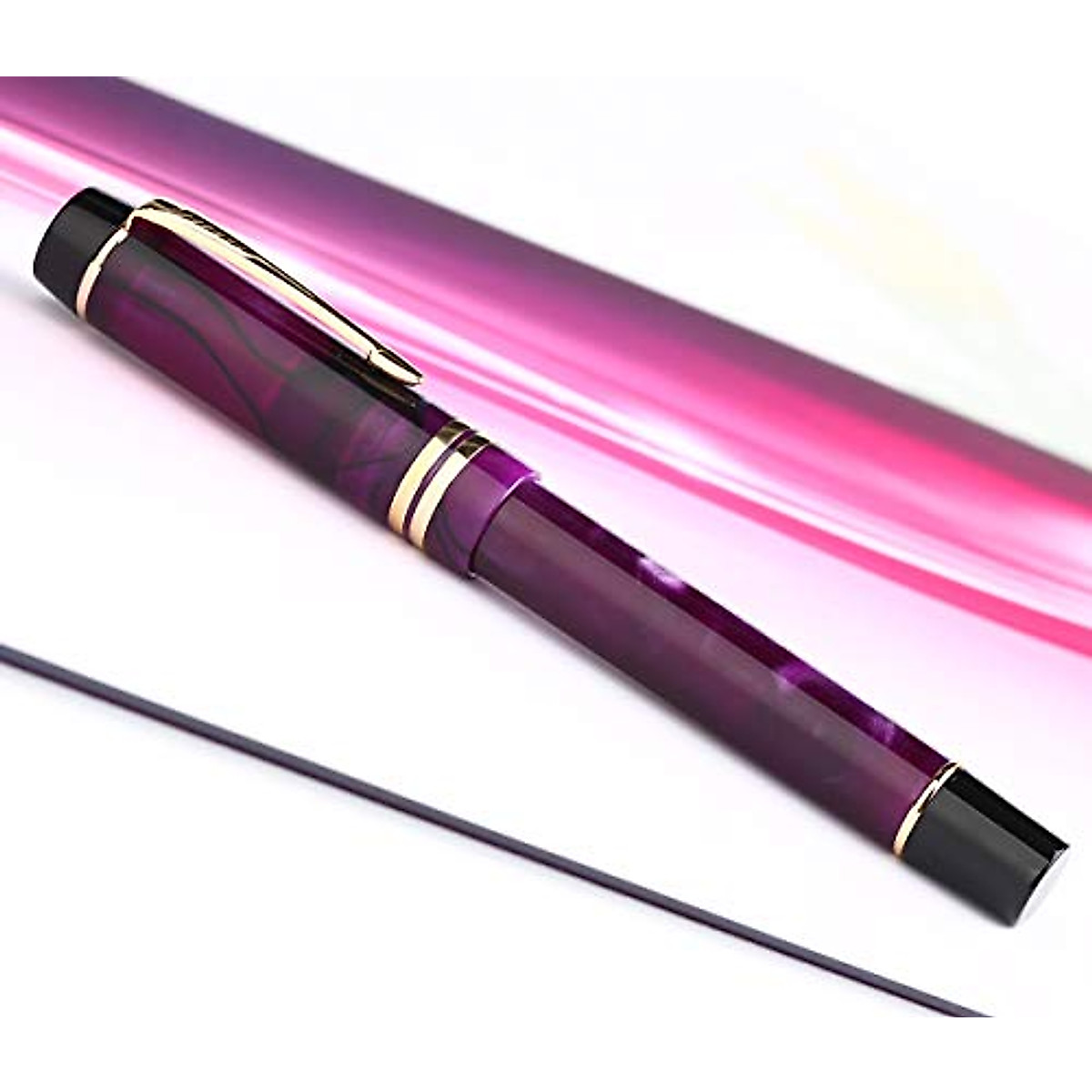 M600s Marble Purple Fountain Pen, Iridium Extra Fine Nib Writing Gift Pen