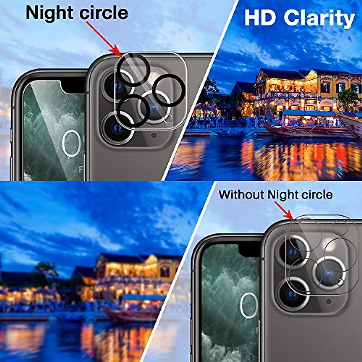 LK 3 Pack iPhone 11 Pro Max Screen Protector & 3 Pack Lens Protector, 9H Tempered Glass, Scratch-Proof, Alignment Tool Attached, Bubble-Free Screen Protector for iPhone 11 Pro Max, 6.5-Inch, Clear