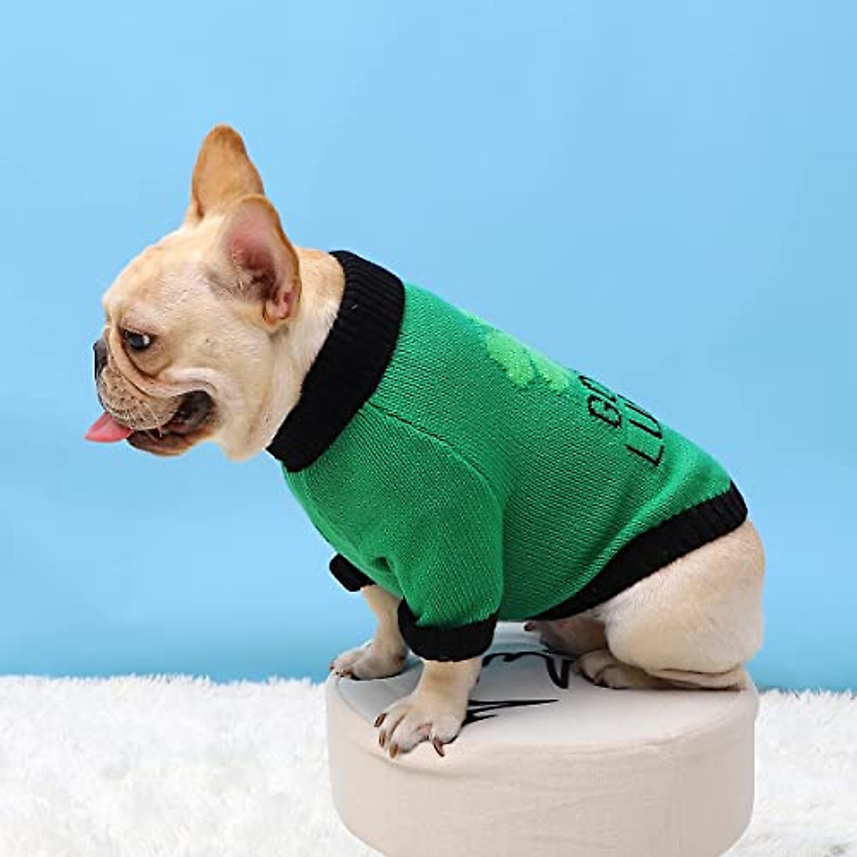 Sweaters Dog Winter Warm Clothes - Hoodies Jackets Sherpa Dog Apparel & Accessories Puppy Small Medium Large pet Clothes Holiday Party cat Dog St. Patrick's Day Black Green 12LBS