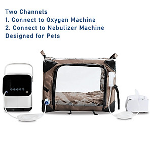 Pet Oxygen Cage for Cats and Dogs to Obtain Oxygen and Nebulizing Care, Tube Kit and Mat Included (S - 21x16x16)