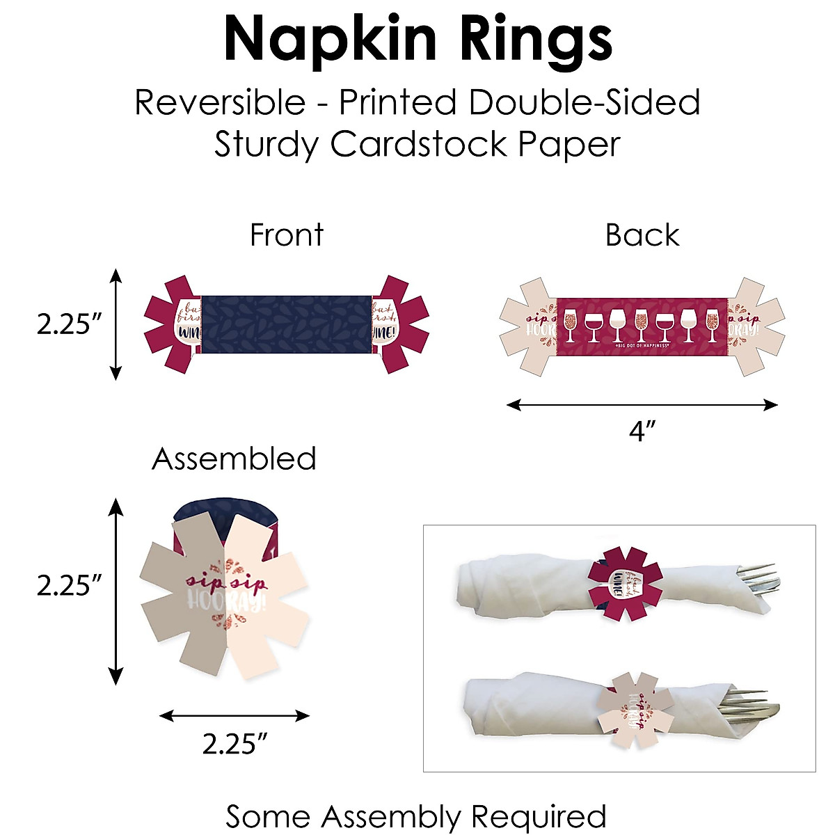 Big Dot of Happiness But First, Wine - Wine Tasting Party Paper Charger and Table Decorations - Chargerific Kit - Place Setting for 8