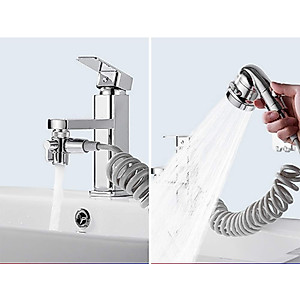 FLYYQMIAO Sink Faucet Hose Sprayer for Hair Washing Bathroom Sink Sprayer Rinser Attachement for Pet Dog Shower, Bathtub Faucet Shower Head Replacement for Baby Bath with 3 Settings & On Off Switch