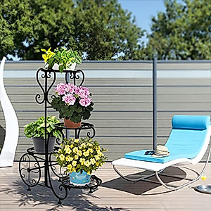 steauty Metal Plant Stand Indoor Outdoor - 4 Tier Multiple Plant Shelf Wrought Iron Planter Rack Garden, Flower Pot Holder Display Vertical Shelves Shelf, for Garden Patio Lawn Balcony Window