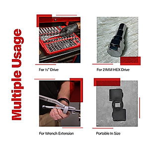 Kei Project Universal Wrench Extender for 1/2 Inch Drive Breaker Bars - Wrench Extension Tool for Cheater Bar- Extended Adapter to Leverage over Stubborn Nuts and Bolts