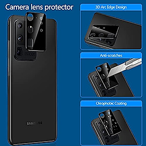 LYWHL [2+2 Pack] for Samsung Galaxy S20 Ultra Privacy Screen Protector, [Support Fingerprint ID] Anti-Spy Black Full Adhesive Flexible Film + Camera Lens Glass Protector for Galaxy S20 Ultra