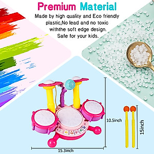 Basytodio Baby Music Toy 0-6-12 Month Electronic Kid Drum Set for Toddler Indoor Outdoor Montessori Sensory Activity Interactive Infant Surprise First Birthday Gift for One Year Old Girl Boy