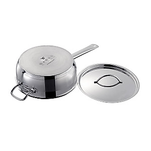 11 inch saucepan with Lid, 6.5Qt Saute Pans Skillet with Heat-resisted Handle, Professional Home Chef Grade Clad cooking Pot for Gas, Induction cooktops