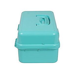 Everything Mary 3-Layer Storage Box, Aqua - Foldable & Portable Tool Box for Art & Craft Supply