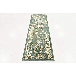 Unique Loom Tuareg Collection Vintage Distressed Traditional Area Rug, 2 ft x 6 ft, Green/Beige