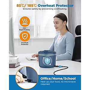 Hugmazing Electric Lunch Box Food Warmer - 105W Fast Heating Lunch Box with Dual 27-Ounce SS Containers - 110V Portable Food Heater for Travel, Office, & On-the-Go - Perfect for Men, Women, Adults