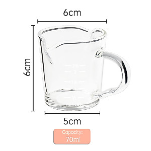 Espresso Shot Glass 3-Ounce Triple Pitcher Barista Double Spouts With Pouring Handle (2 Pack)
