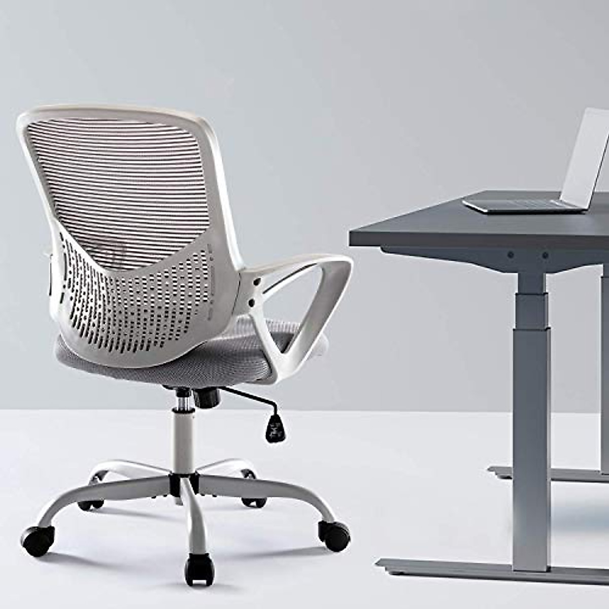 Office Desk Chair, Mid Back Lumbar Support Computer Mesh Task Chair, Grey