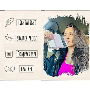 hydr | 15oz Flat Water Bottle For Purse & Flexible Cleaning Brush | BPA Free Square Water Bottle | Leak/Drop Proof Slim Water Bottles For Travel, small water bottle