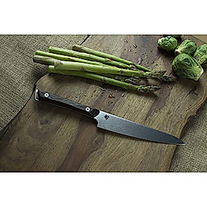 Shun Cutlery Kanso Utility Knife 6", Narrow, Straight-Bladed Kitchen Knife Perfect for Precise Cuts, Ideal for Preparing Sandwiches or Trimming Small Vegetables, Handcrafted Japanese Knife,Silver