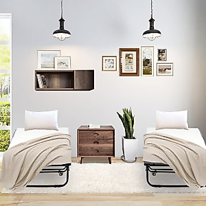 HXZDZ Folding Bed, Portable Foldable Bed with Mattress, 75"x 31" Rollaway Bed Guest Bed for Adults, Fold up Bed with Sturdy Metal Frame& Wheels, Space-Saving Sleeper Bed,Black