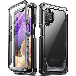 Poetic Guardian Series Case Designed for Samsung Galaxy A32 5G, Full-Body Hybrid Shockproof Bumper Clear Protective Cover Case, Built-in Screen Protector, Black/Clear