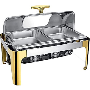 Food Warmer, Chafing Dish Stainless Steel Chafing Dishes with Lid for Parties, 9L Commercial Food Warmer for Buffet, with 3 Kind of Warming Tray (A) ()