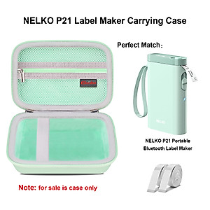 Elonbo Carrying Case for Nelko P21 / for TYPONOS P21 Label Maker Machine, Portable Bluetooth Label Printer Travel Bag, Small Mini Smart Phone Handheld Labeler Storage Holder, Pocket Fits Label Paper