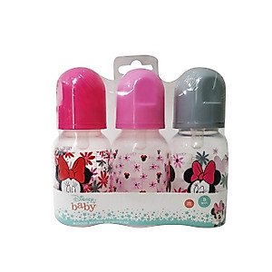 Cudlie Disney Baby Boy Minnie Mouse 5 oz Pack of Three Baby Bottles, Tropic Floral