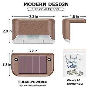 Phereu Solar Deck Lights Outdoor, 16 Pack Solar Step Lights LED Waterproof Patio Decor Solar Lights for Outside Railing, Stairs, Fence, Post, Yard and Driveway, Warm White