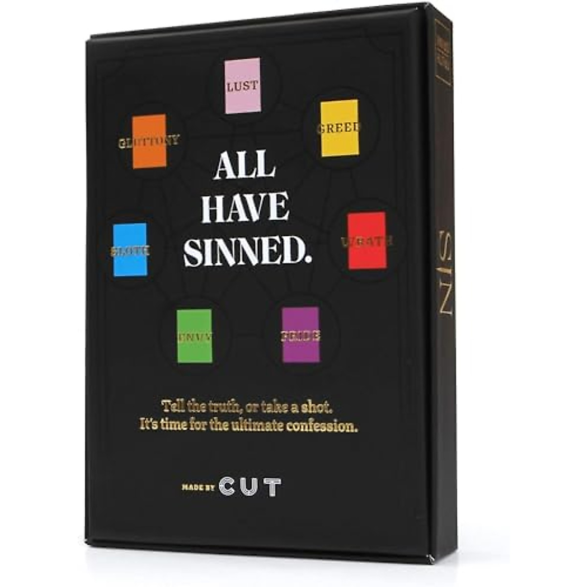 Truth or Drink: SIN Edition by Cut – Reveal Your Guilty Pleasures with 250+ Devilish Questions Inspired by The Seven Deadly Sins (Stand-Alone or Expansion Pack)