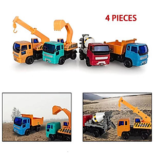 DESOOA Construction Toys, 4 Pack Friction Powered Construction Vehicle Toys, Toy Trucks, Toy Car, Construction Truck Toys for 3+ Year Old Boys Girls STEM Gift, Birthday Party, Christmas