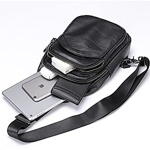 Leathario Sling Bag For Men Genuine Leather Chest Crossbody Shoulder Small Backpack Daypack For Men Multipurpose Casual Travel