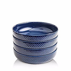 KOOV 46 OZ Pasta Bowls Set of 4, Ceramic Bowl, Large Bowl For Eating, Large Salad Bowl Set of 4, Dinner Bowls Set Microwave Safe (Aegean)
