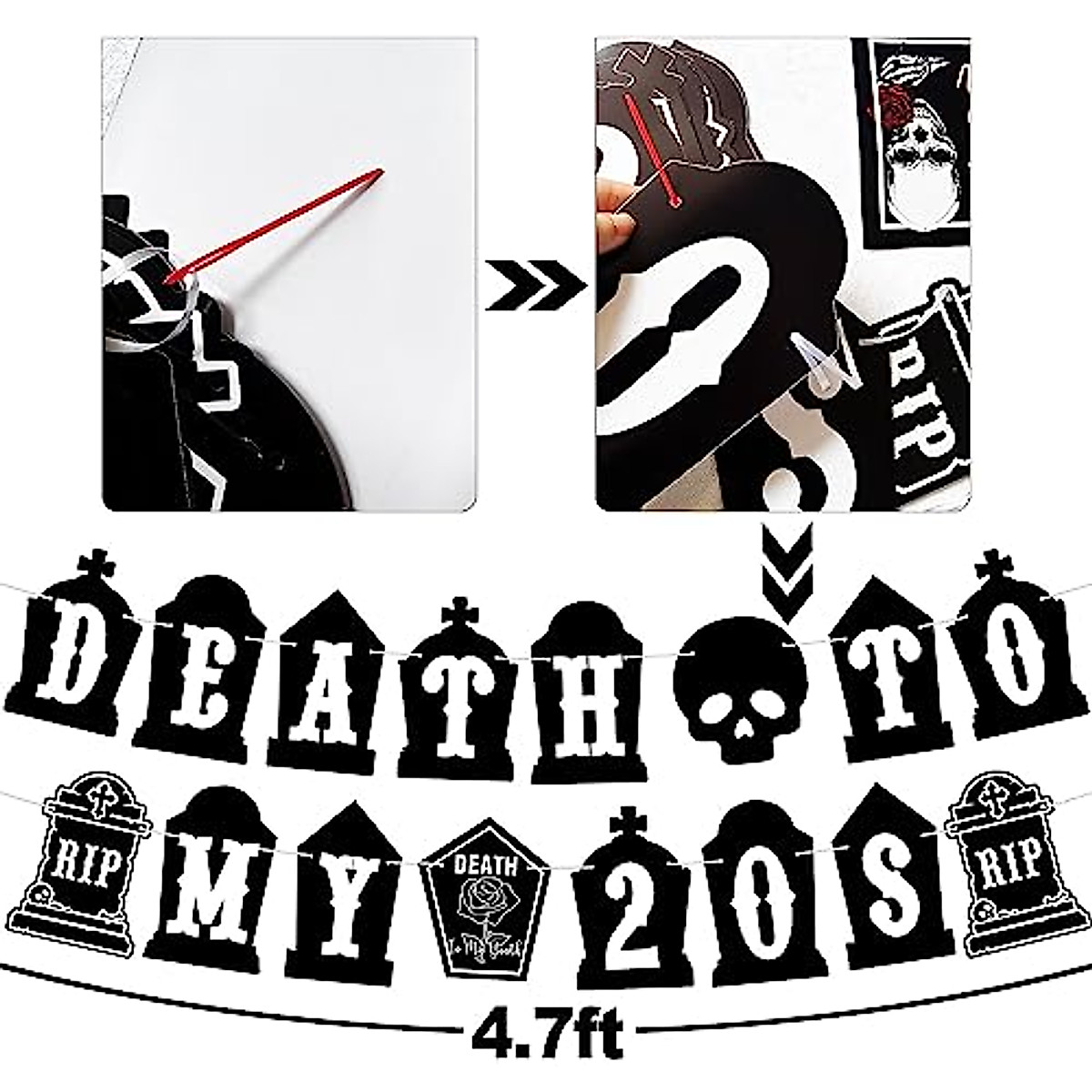Black Death to My Twenties Banner, 30th Birthday Banner, Death to My 20s, Rip to My 20s Banner, Funeral for My Youth 30th Birthday for Women Lady Man 30th Birthday Party Decorations
