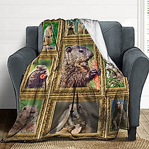 Groundhog Blanket Gifts, 50"x40" Happy Groundhog Day Throw Blanket, Soft Cozy Fleece Bed Blanket for Women Men, Gifts for Groundhog Lovers, Plush Throw Blanket for Couch Bedroom Sofa