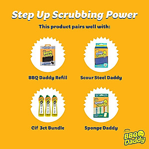 Scrub Daddy BBQ Daddy Grill Brush - Bristle Free Steam Cleaning Scrubber with ArmorTec Steel Mesh - Replaceable Head Cleaning Brush + Scraper for Grill Grates (1 Count)