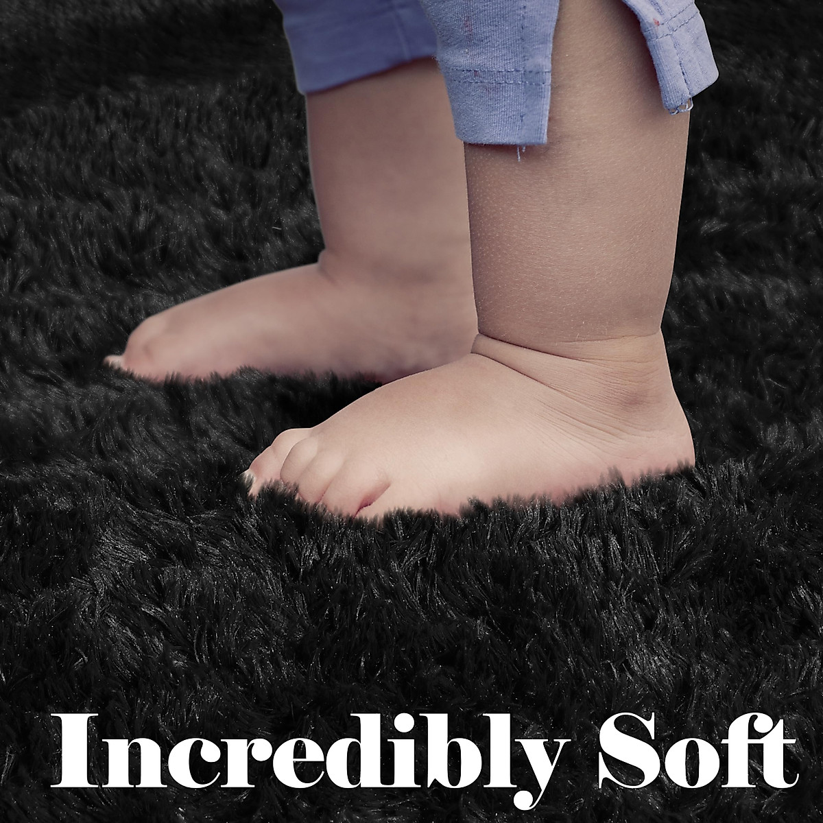 ONASAR Machine Washable Black Area Rug for Bedroom Living Room, 4x6 Fluffy Modern Indoor Bedside Floor Rugs, Ultra Soft Plush Carpet for Nursery Kids Teen Dorm Home Office Decor Aesthetic