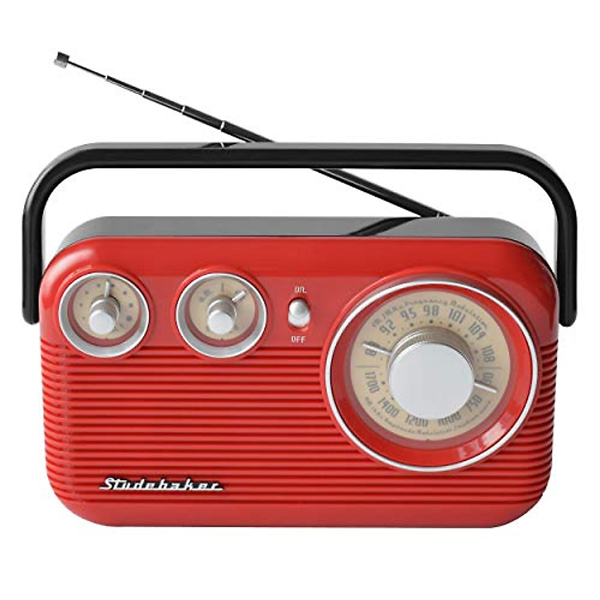 Studebaker SB2003 Retro Portable AM/FM Radio (red/Black)