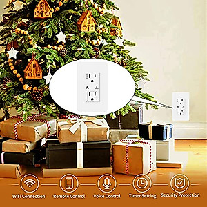 UCOMEN Smart Power Wall Outlets WiFi Sockets W/ 2 Plug outlets Remote Controller Compatible with Alexa, Google Home Requires 2.4 GHz Wi-Fi,4 pcs