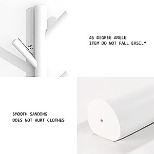 6 Hooks Hanging Modern Wall Mounted Coat and Hat Rack,Wood Hook Wall Decor Hanger for Bedroom and Entryway，Heavy Duty Easy Assembly - 2 Pack White (24 inch)