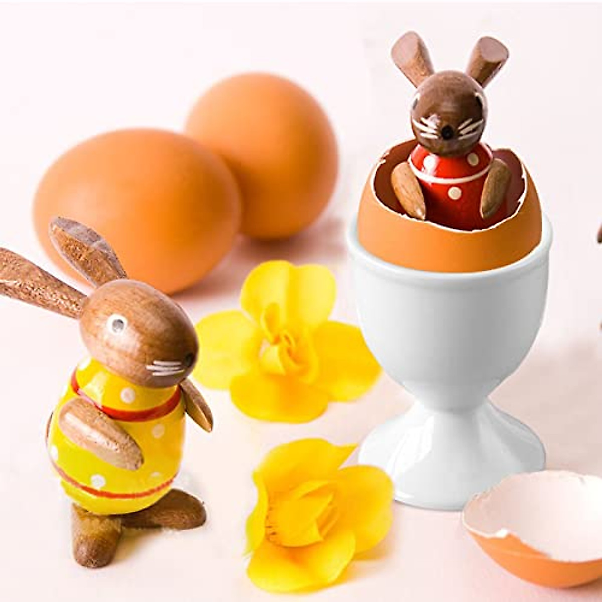 Cinf Ceramic Egg Cup Christmas Gift Set of 4 Porcelain Holder Breakfast Boiled Cooking Easy to Clean Childhood Memories Kitchen