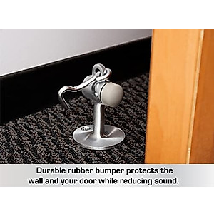 BRINKS Commercial - Floor Door Stop with Holder, Satin Chrome Finish - Non-Obtrusive Option to Protect Doors and Walls