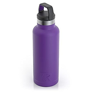 RTIC 16 oz Vacuum Insulated Water Bottle, Metal Stainless Steel Double Wall Insulation, BPA Free Reusable, Leak-Proof Thermos Flask for Hot and Cold Drinks, Travel, Sports, Camping, Majestic Purple