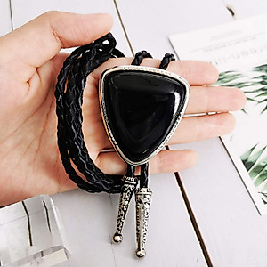 LAXPICOL Vintage Western Cowboy Black Stone Bolo Tie For Men