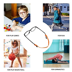 WSYUB 12 Pcs Kids Silicone Glasses Straps, Anti-Slip Kids Sports Eyeglasses Sunglasses Strap, Glasses Band Holder, Soft Elastic Eyewear Retainers, 8.4inch, 24 Pieces