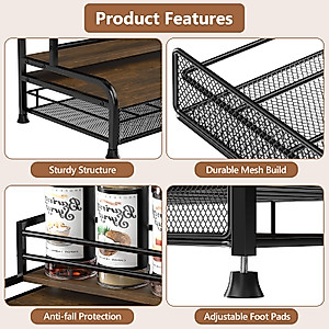 PONEYA Coffee Syrup Rack Organizer, 3-Tier 8 Bottles Coffee Syrup Rack with 35 K Cup Storage Basket for Coffee Bar, Syrup Bottle Holder Stand for Syrup, Wine, Dressing for Kitchen Coffee Station